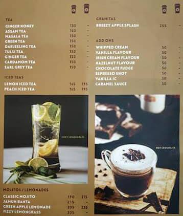 Menu of Barista Coffee, Sector 10, Chandigarh