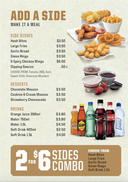 Menu at Pizza Hut pizzeria, Rotorua