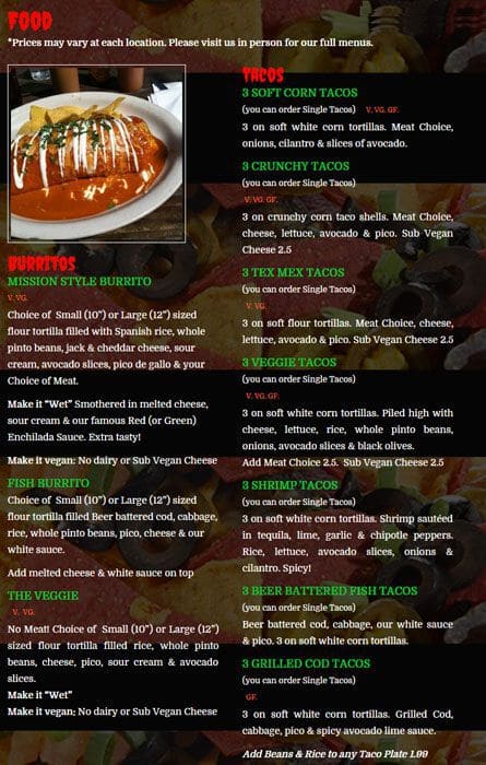 Menu at El Chupacabra Alki pub & bar, Seattle, Alki Ave SW