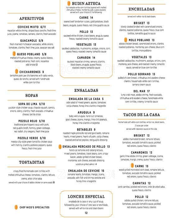 Menu at Meso Maya Comida y Copas pub & bar, Dallas, Preston Rd Suite 1426