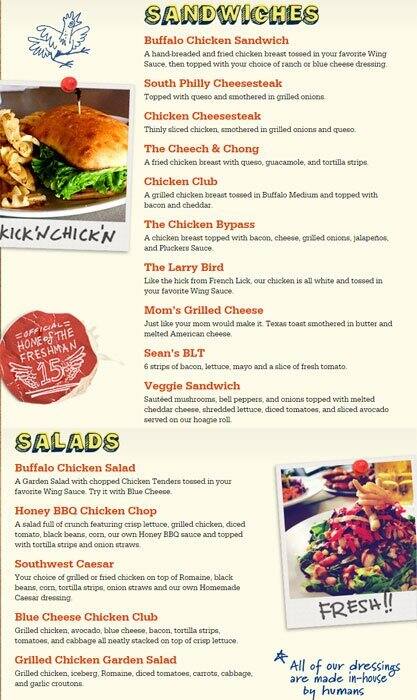 Menu at Pluckers Wing Bar, Austin, Research Blvd Ste 201C