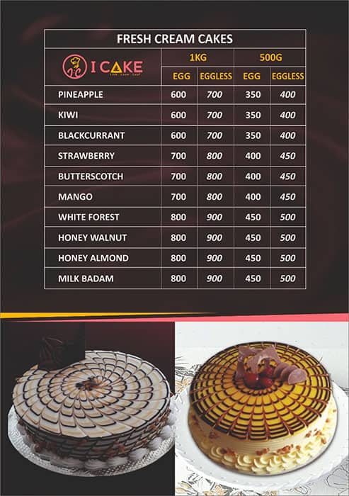 Menu at iCake Yelahanka, Bengaluru