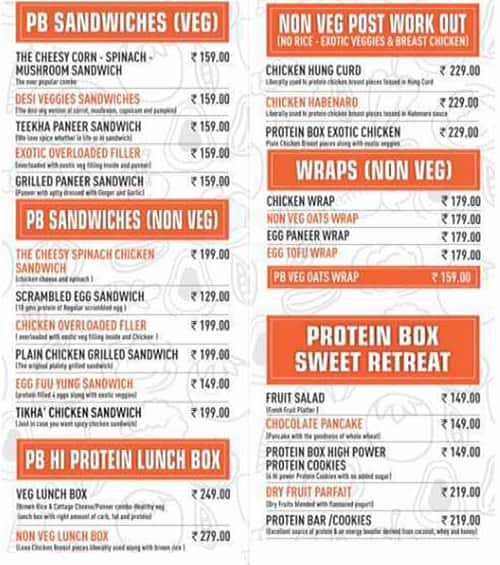 Menu at Protein Box, Nagpur, Plot 13