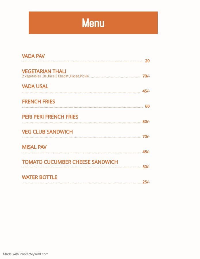 Menu of Shri Datta Hotel, Ulhasnagar, Thane