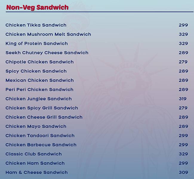 Menu of New York Sandwich, Kharghar, Navi Mumbai