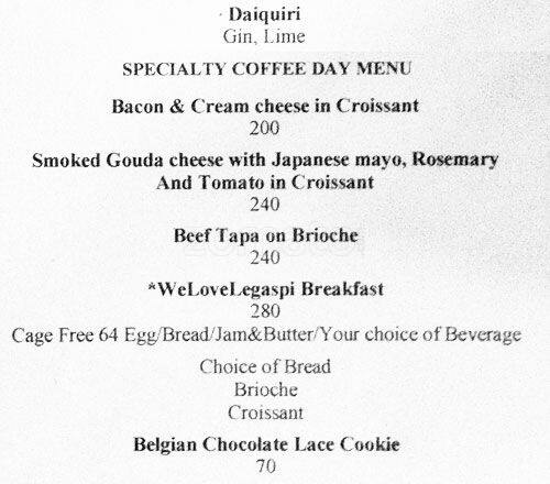 Menu at The Curator cafe, Makati, Archives d' Homme et Femme