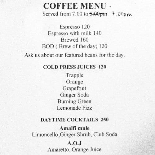 Menu at The Curator cafe, Makati, Archives d' Homme et Femme