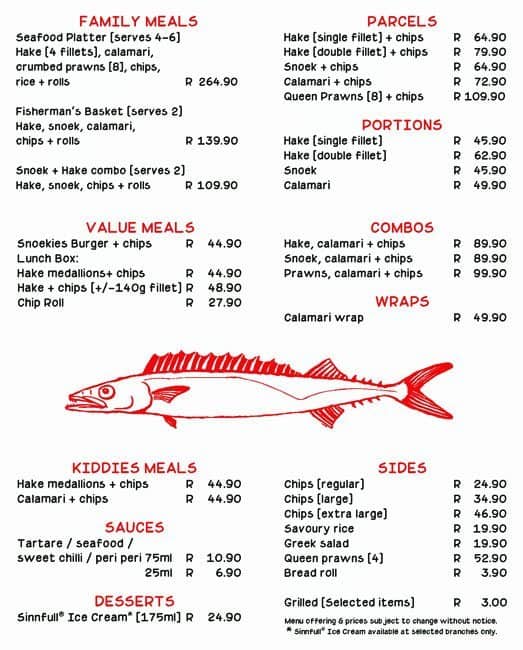 Snoekies Menu, Menu for Snoekies, Hout Bay, Cape Town - Zomato SA