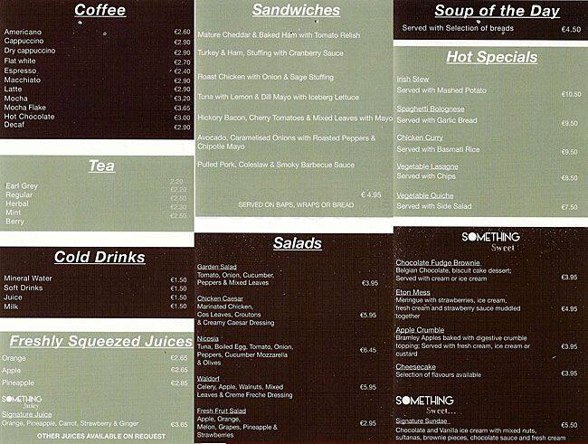 Menu at Something Tasty restaurant, Dublin
