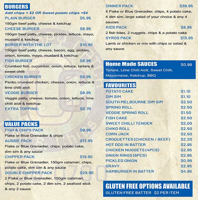 Menu at The Crispy Catch Fish & Chips - Ferntree Gully fast food ...