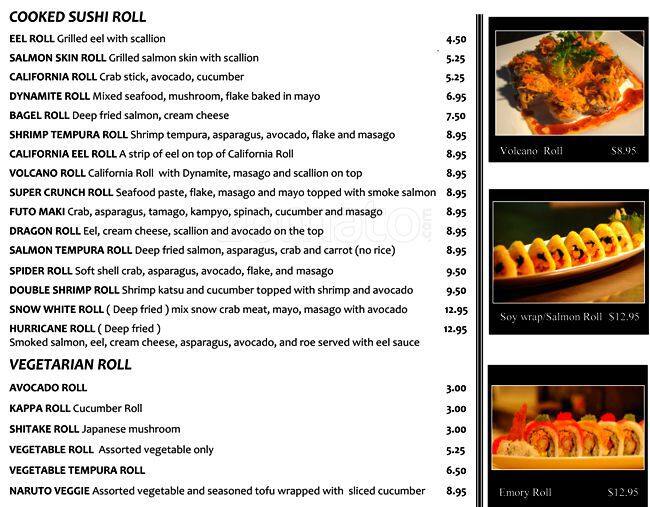 Menu at Thaicoon & Sushi Bar, Atlanta, Briarcliff Rd NE Suite W