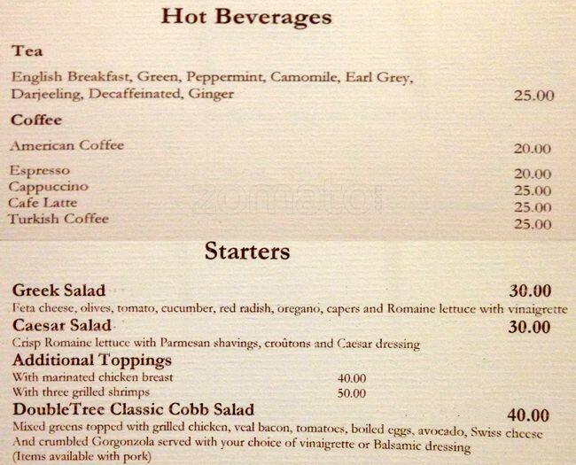 Menu at Lobby Lounge pub & bar, Ras Al-Khaimah, Al Jazaah Rd