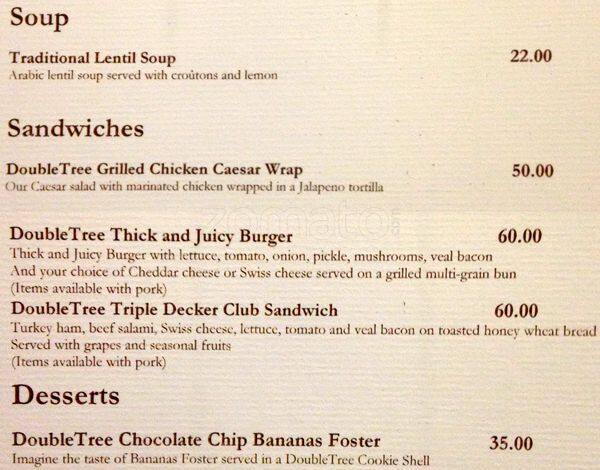 Menu at TreeTop Bar, Ras Al-Khaimah