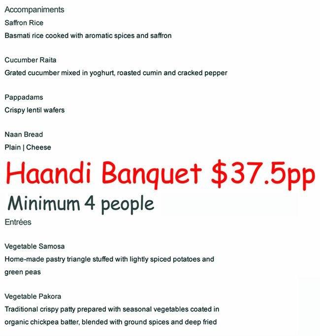 Carta del restaurante Royal Haandi, Stepney