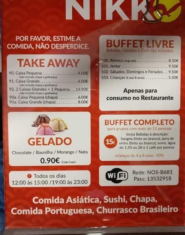 Menu em Restaurante Nikko, Alverca do Ribatejo, N10 81