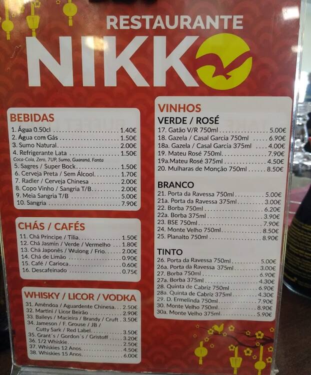 Menu em Restaurante Nikko, Alverca do Ribatejo, N10 81