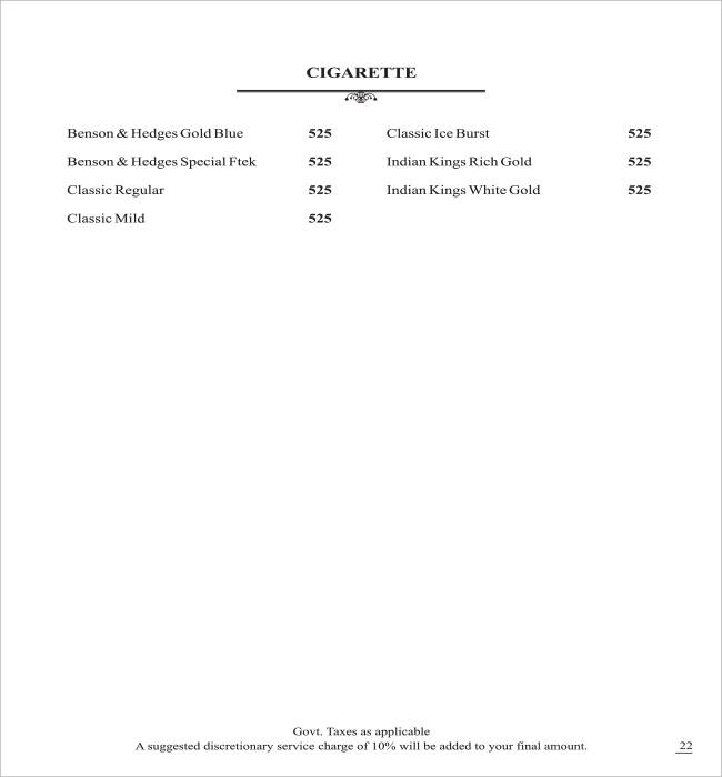 Menu at Raise The Bar Rooftop - Clarens Hotel, Gurugram Rural