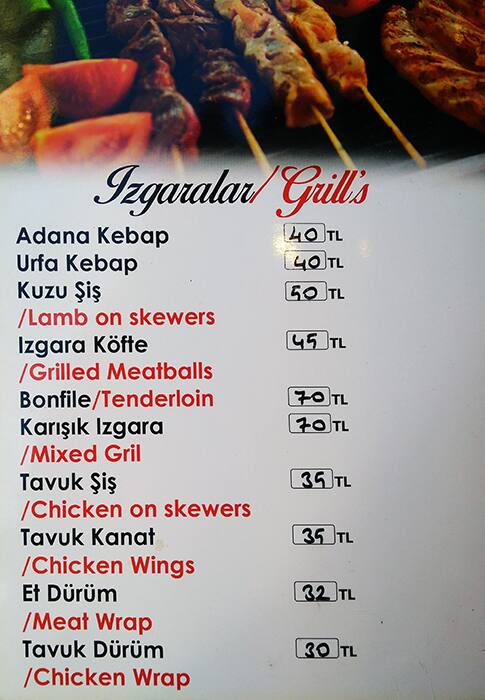 Menu at Escape Club İstanbul, Istanbul