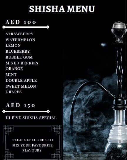 Menu of Hi Five Restaurant & Lounge - Holiday Inn Express, Dubai ...