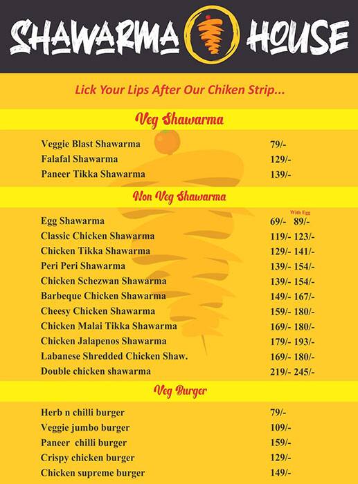 Menu of Shawarma House, Sinhgad Road, Pune