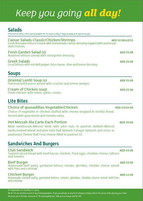Menu of Le Cafe - Holiday International Hotel, Umm Hurair, Dubai