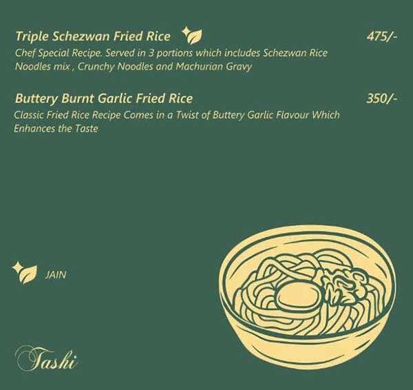 Menu at Tashi, Hyderabad, Rd Number 41