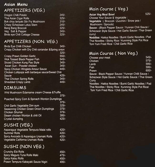 Menu of Kill Hunger Cafe, Safdarjung, New Delhi