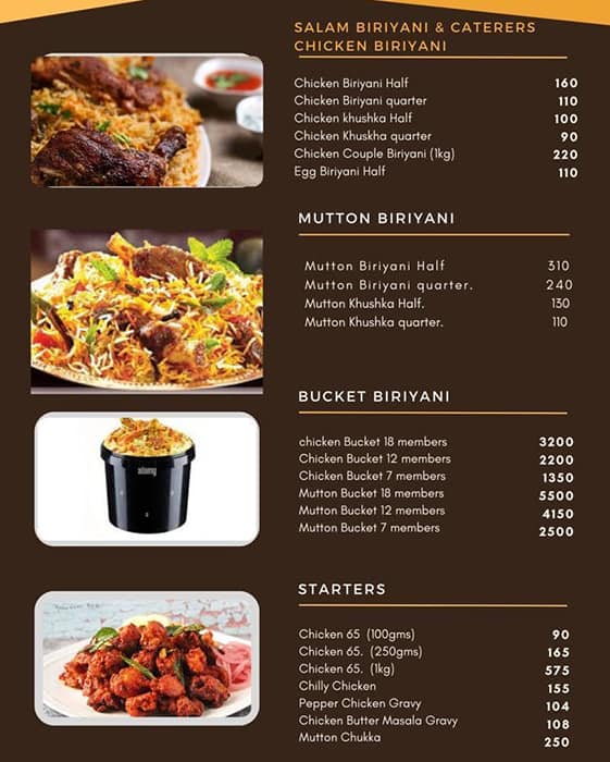 Menu of Salam Biryani, Pallavaram, Chennai