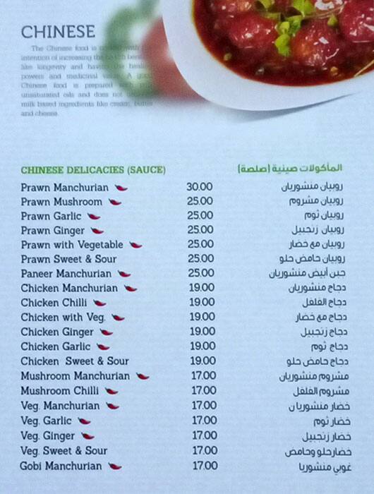 Menu at Shahi Mughal restaurant, Dubai