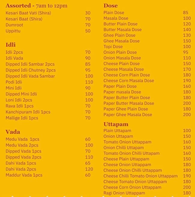 Menu of Anna, FC Road, Pune