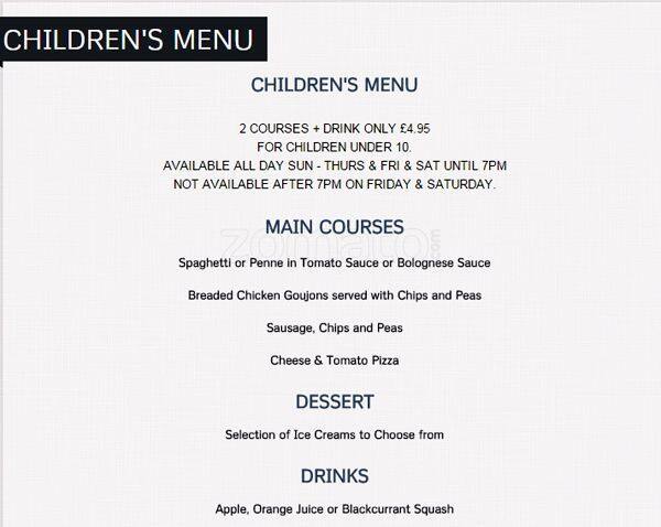 Menu at Tarantino restaurant, Hornchurch