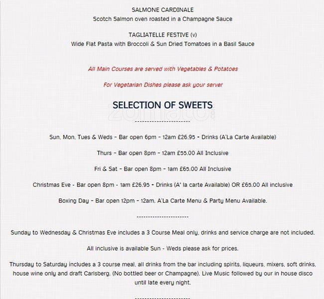 Menu at Tarantino restaurant, Hornchurch