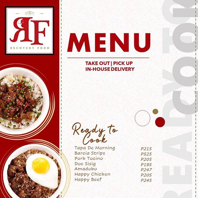 Menu at Recovery Food restaurant, Taguig, 26 Rizal Dr