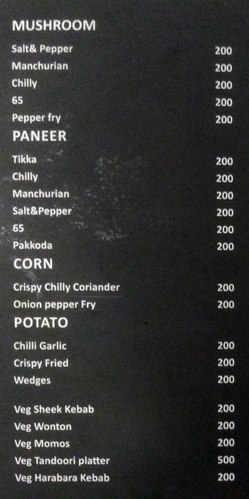 Menu at Fortel, Chennai, Fortel