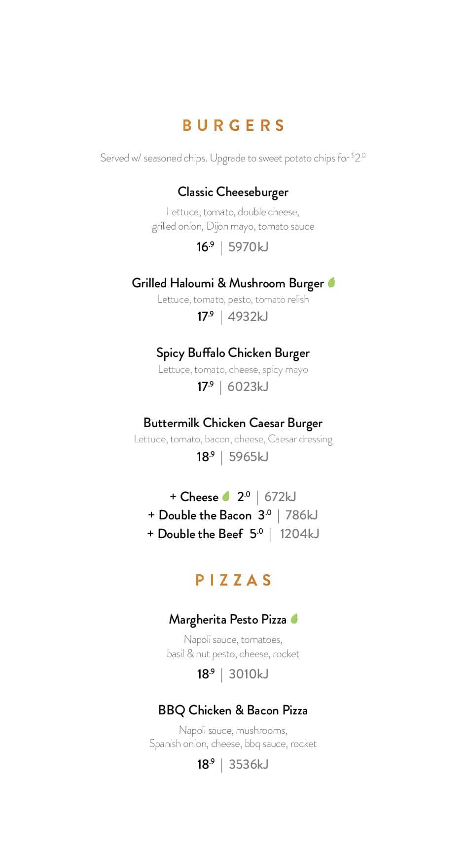 Menu at The Coffee Club Nepean River, Penrith