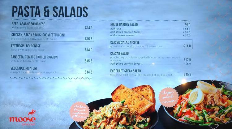 Menu at Moose Bar & Cafe, South Yarra