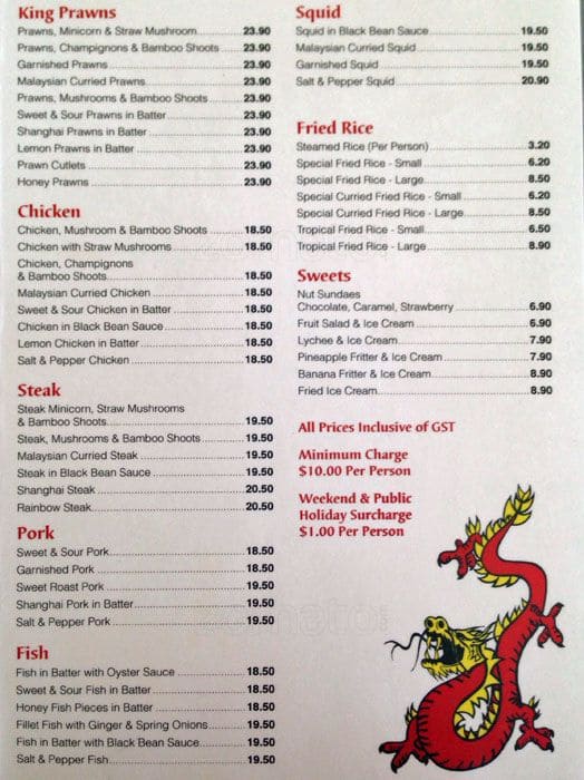 Menu at LIM'S Chinese Restaurant Glenelg, Glenelg