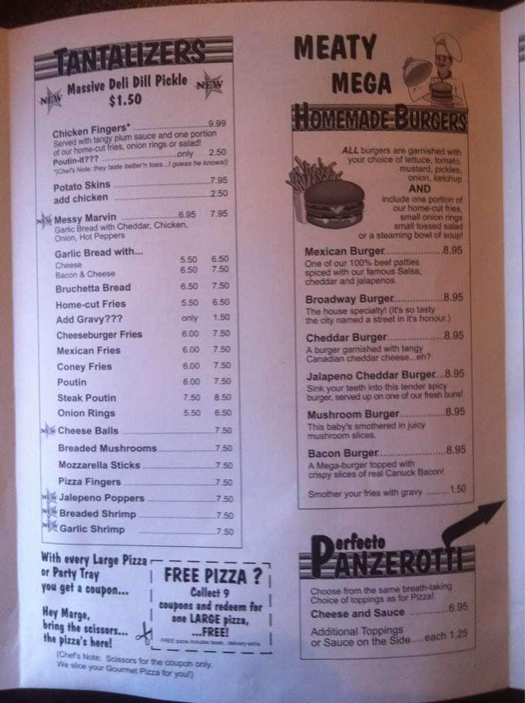 Menu at For Pizza's Sake pizzeria, Welland