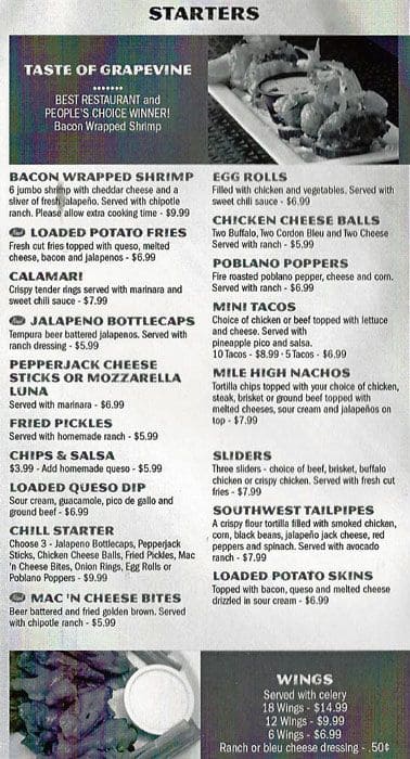 Chill Grapevine Menu, Menu for Chill Grapevine, Grapevine, Grapevine ...