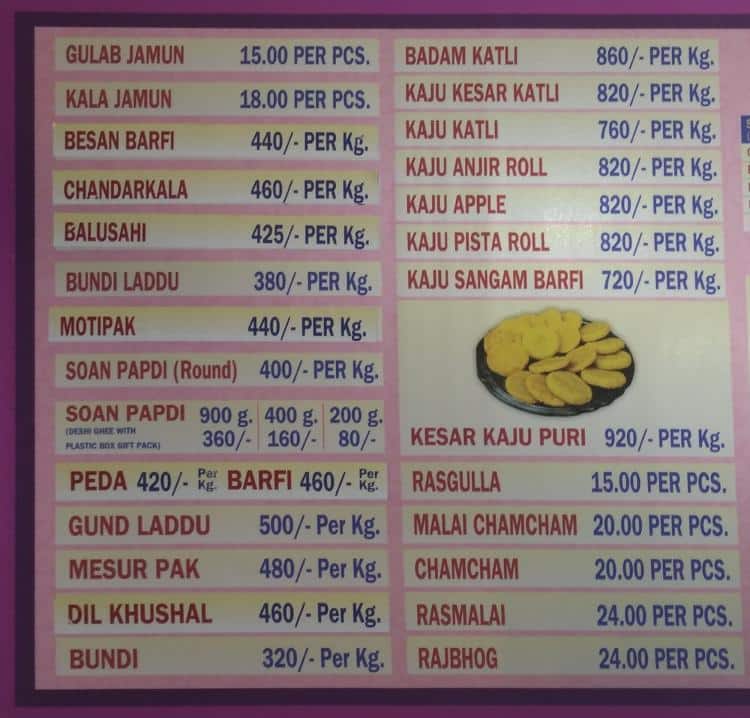 Agarwal Mithai Bhandar Menu, Menu for Agarwal Mithai Bhandar, Ashram ...