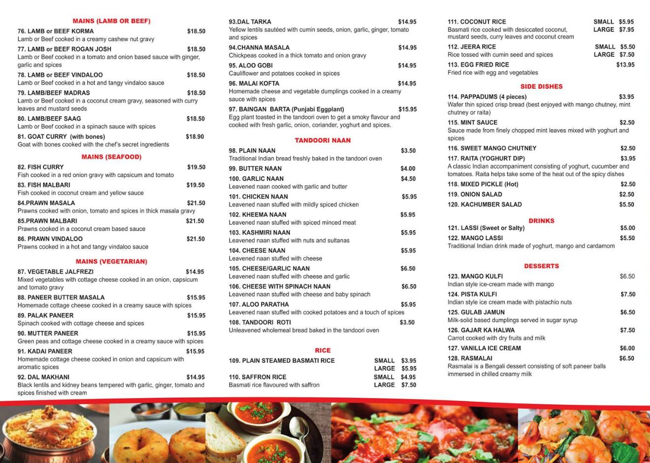Menu at Priya's Indian Restaurant, Gold Coast, Shop 20/3197 Surfers ...