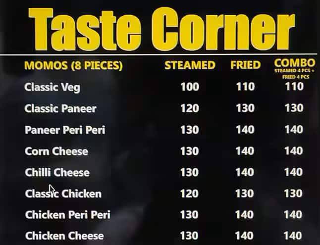 Menu at Taste Corner, Mumbai