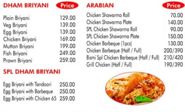 Menu of Meeran Biryani Center, Medavakkam, Chennai