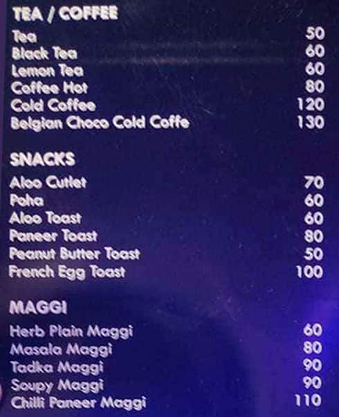 Menu of The Tree House Cafe, Mohan Puri, Meerut