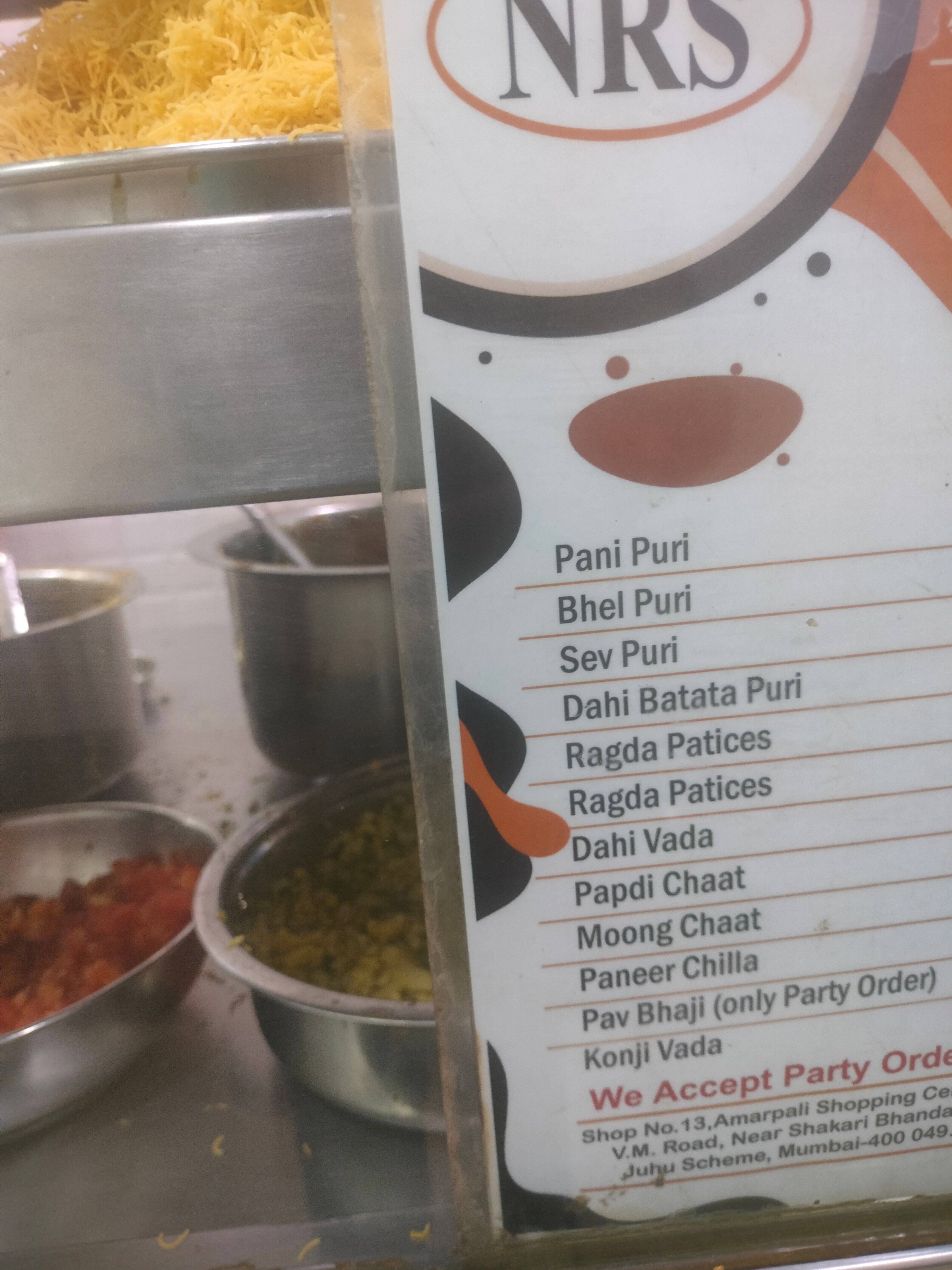 Menu of Sharma Chaat Bhandar, Juhu, Mumbai