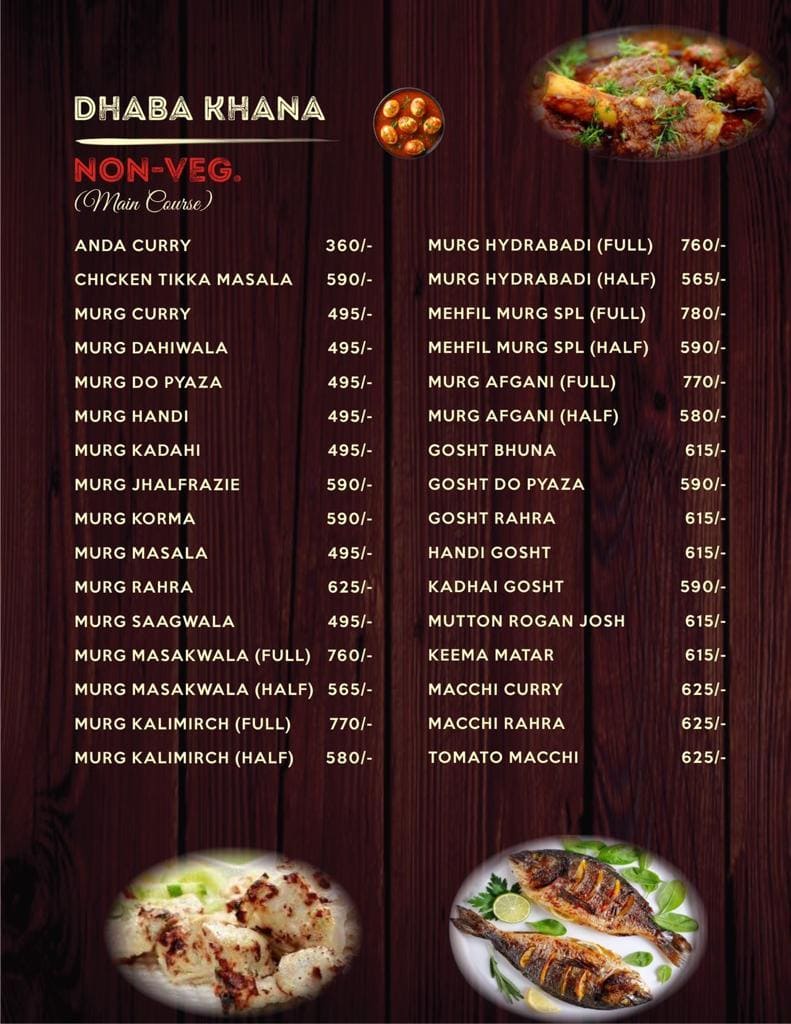 Menu at Mehfil Restaurant, Kanpur, 16/12