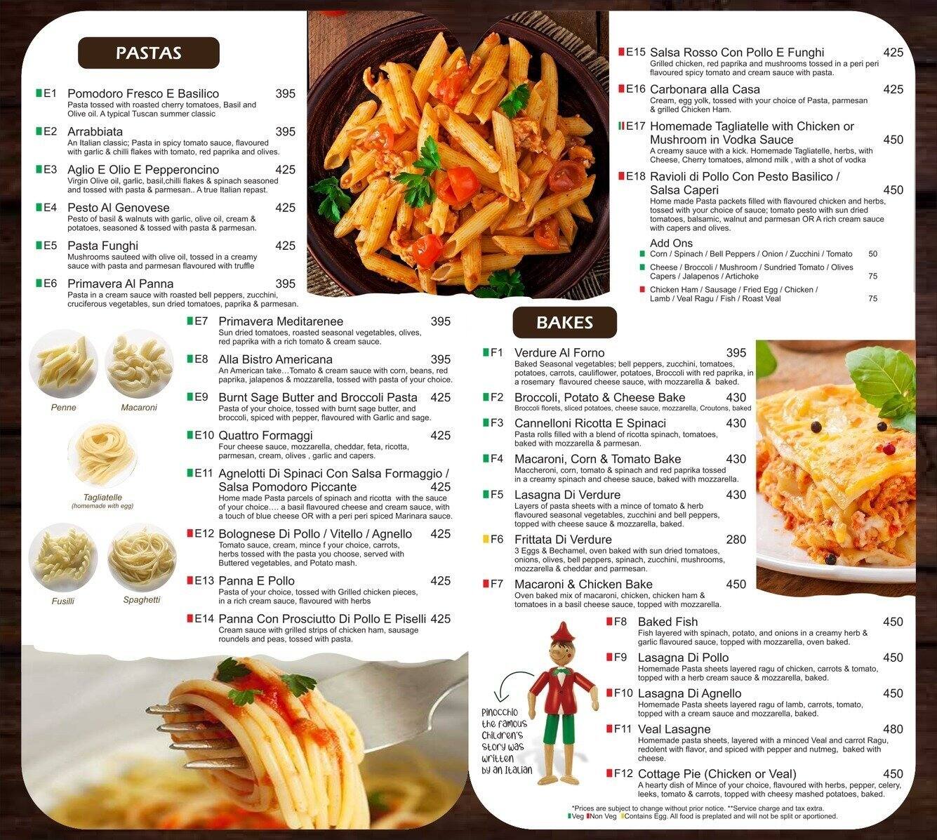 Pasta Bar Veneto Pondicherry Menu Menu Of The Pasta Bar Veneto,