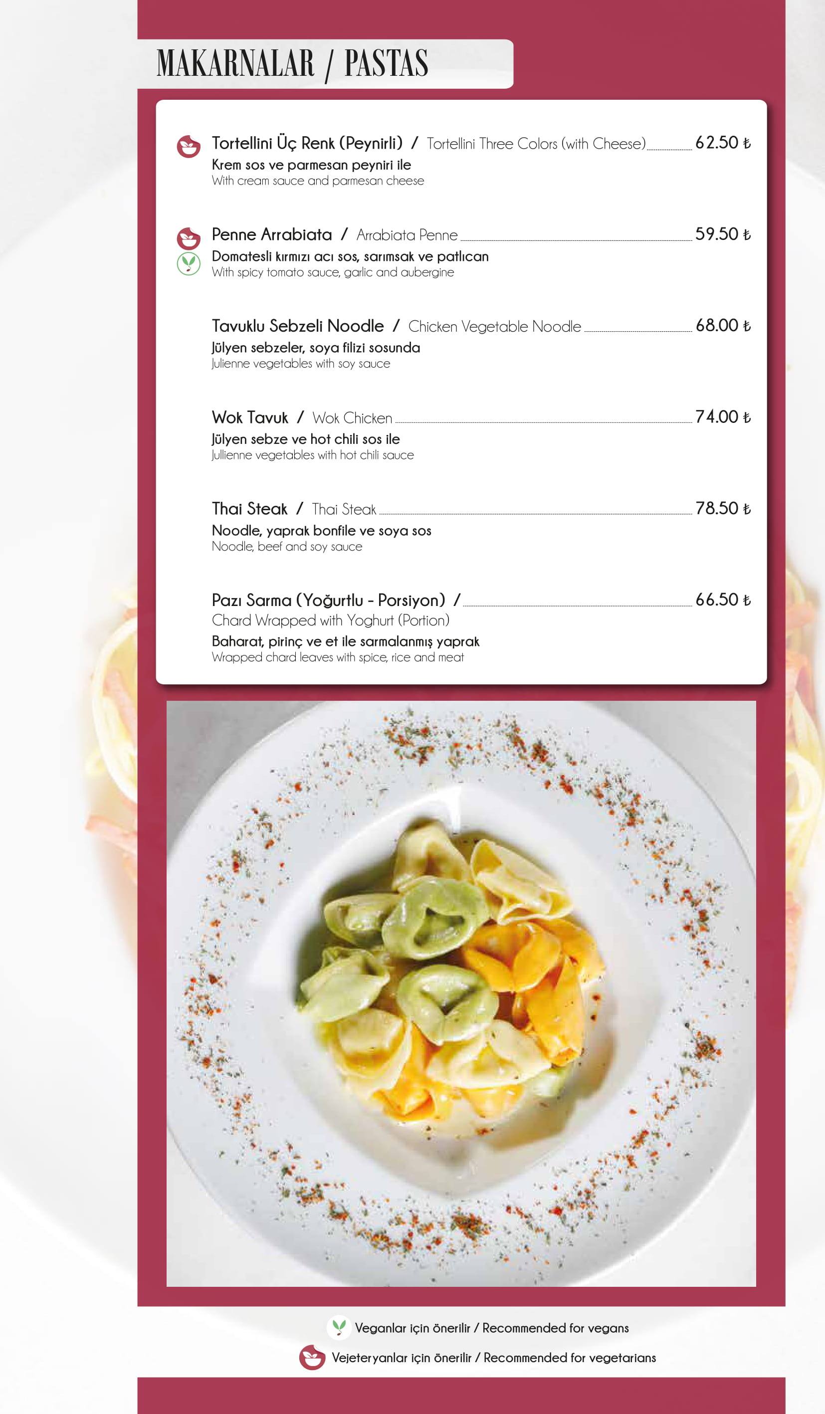 Menu at Litera Avluu, Istanbul