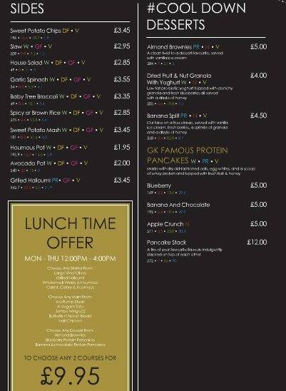 Menu at Gyms Kitchen restaurant, London, A Roy D Thai Take Away