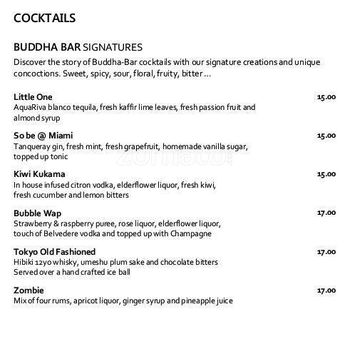 Menu at Buddha-Bar London, London